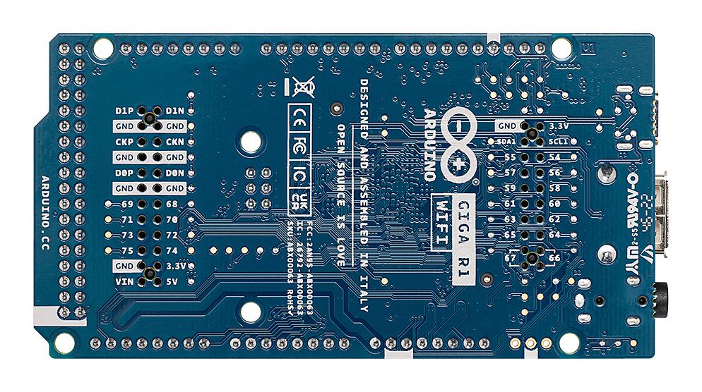 ABX00063 - Arduino - SBC，Arduino Giga R1 WiFi，STM32H747XI，ARM Cortex-M7+M4，32位，1MB RAM，2MB闪存
