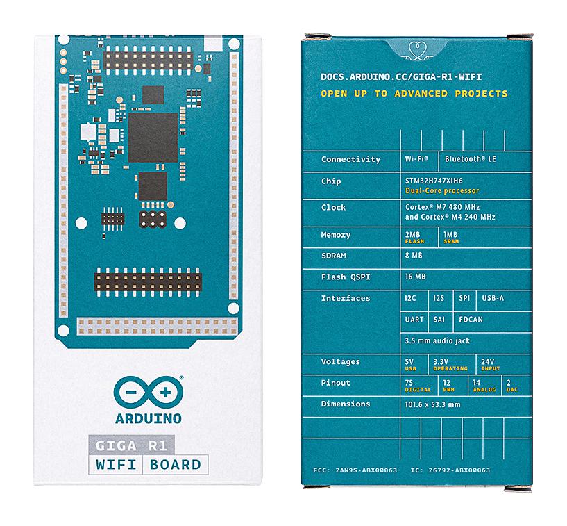 ABX00063 - Arduino - SBC,Arduino Giga R1 WiFi,STM32H747XI,ARM Cortex-M7 ... ABX00063 - Arduino - SBC,Arduino Giga R1 WiFi,STM32H747XI,ARM Cortex-M7 ...