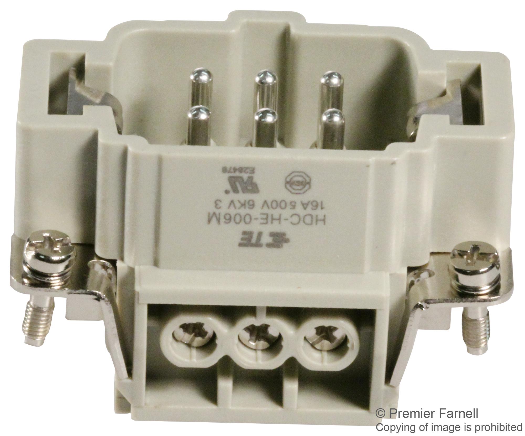 HE-006-M - Amp - Te Connectivity - 连接器嵌芯, 公, 6路