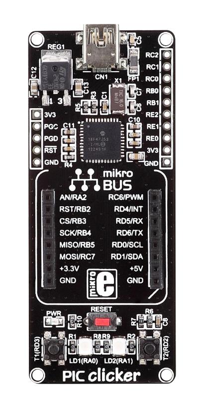 MIKROE-1487 - Mikroelektronika - 开发套件，PIC Clicker，PIC18F47J53-I/ML，8位PIC MCU