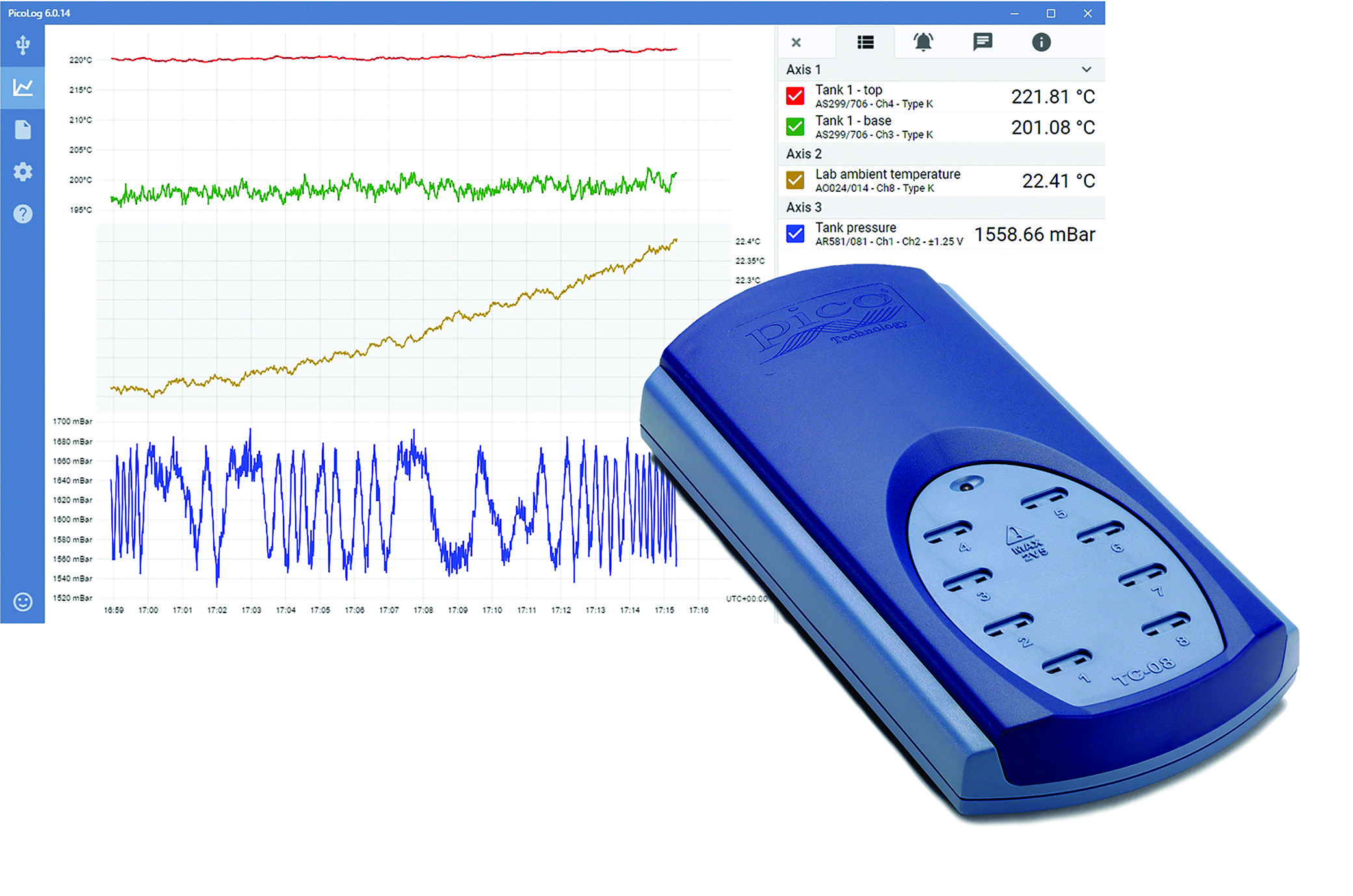 TC-08 - Pico Technology - 数据记录器, PC, USB