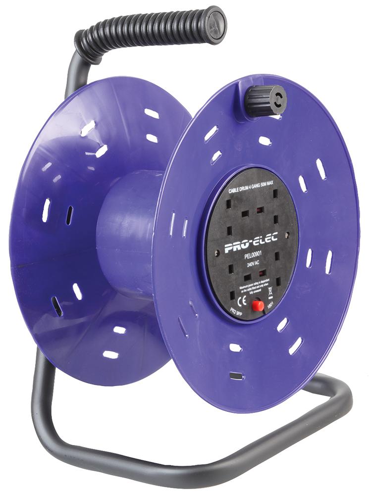 PEL00901 - Pro Elec - Cable Reel Drum, Empty, 4-Gang